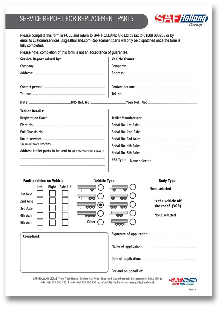 Customer Services & Aftermarket — SAF-HOLLAND UK