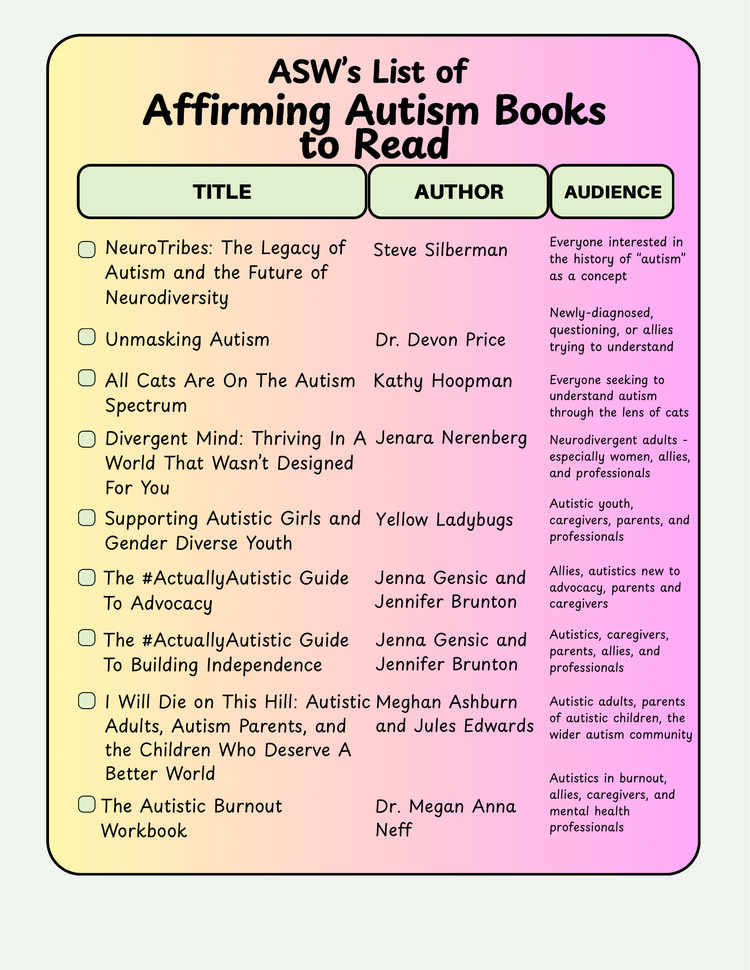 Affirming Autism Books to Read — Autism Society of Washington