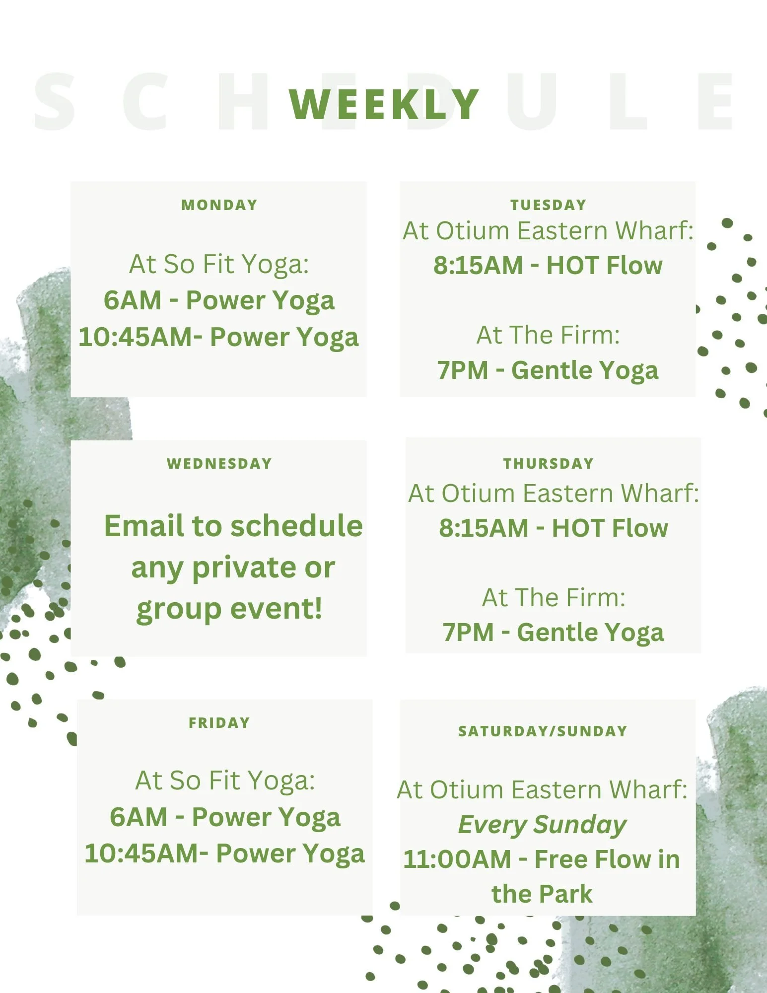 Class Schedule — Liv on Yoga
