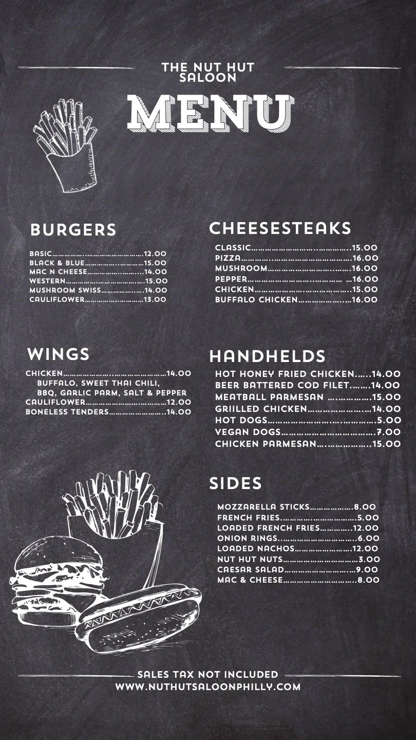 View Menu — The Nut Hut Saloon Philly