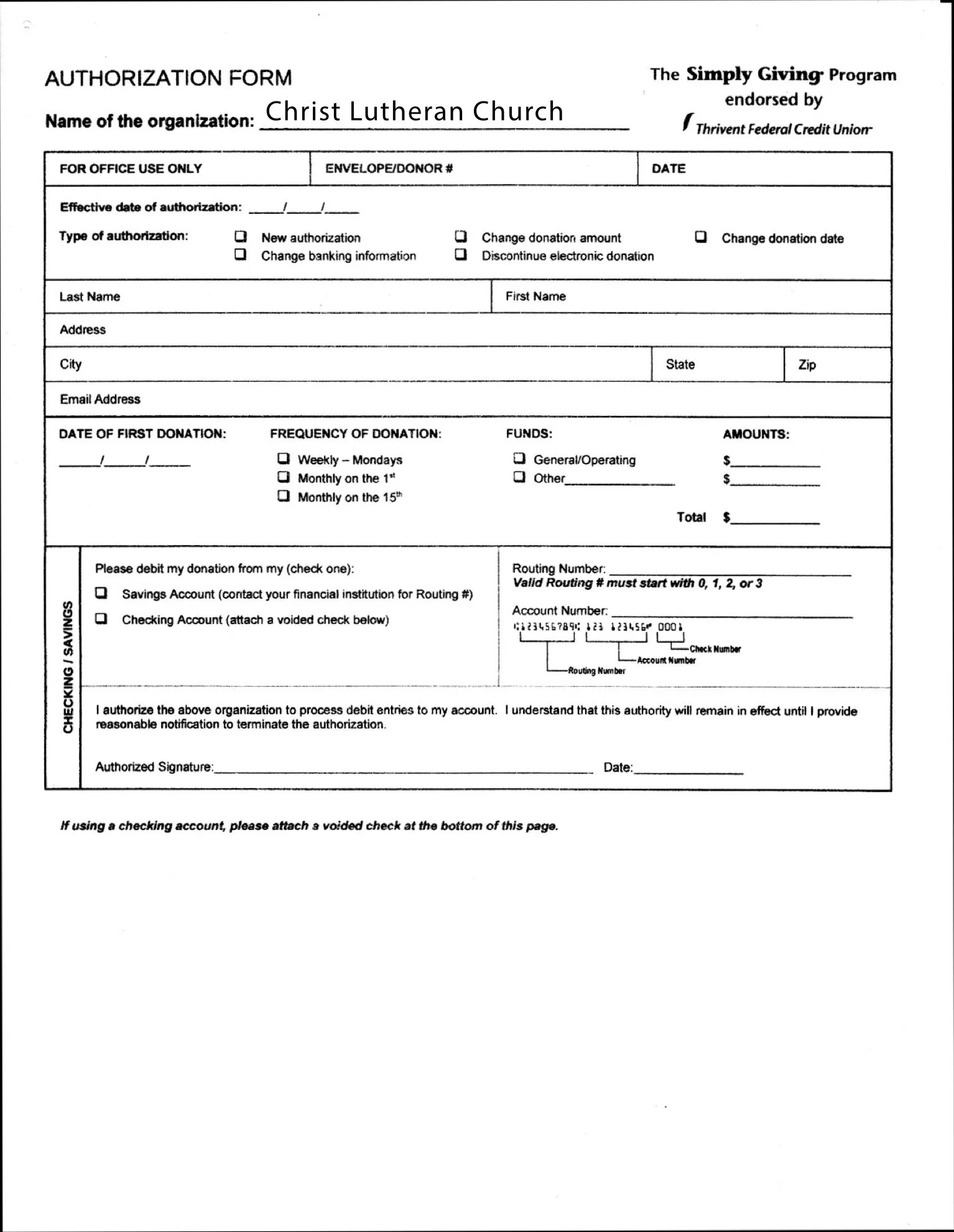Forms — Christ Lutheran Church