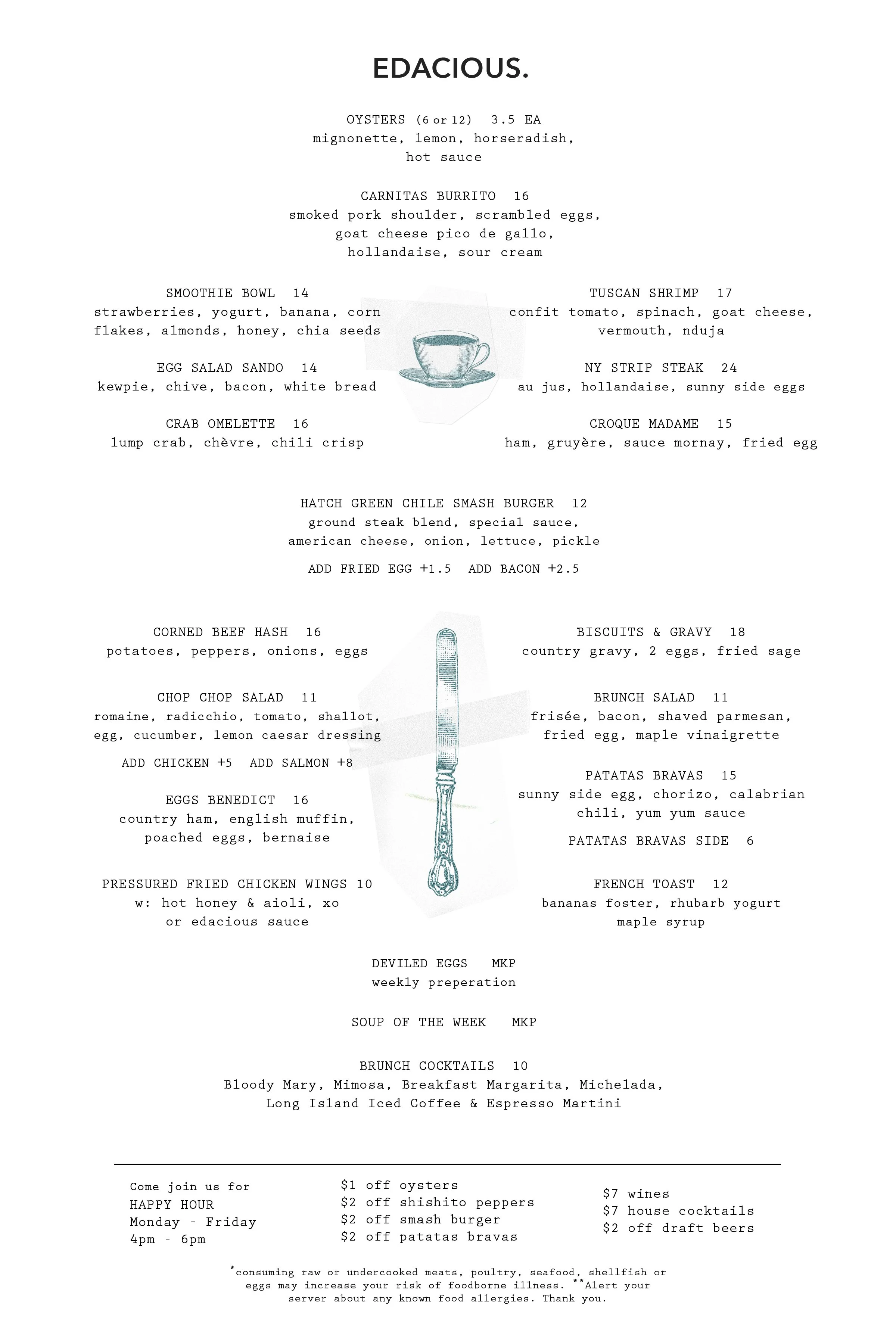 Brunch Menu — Edacious Kitchen