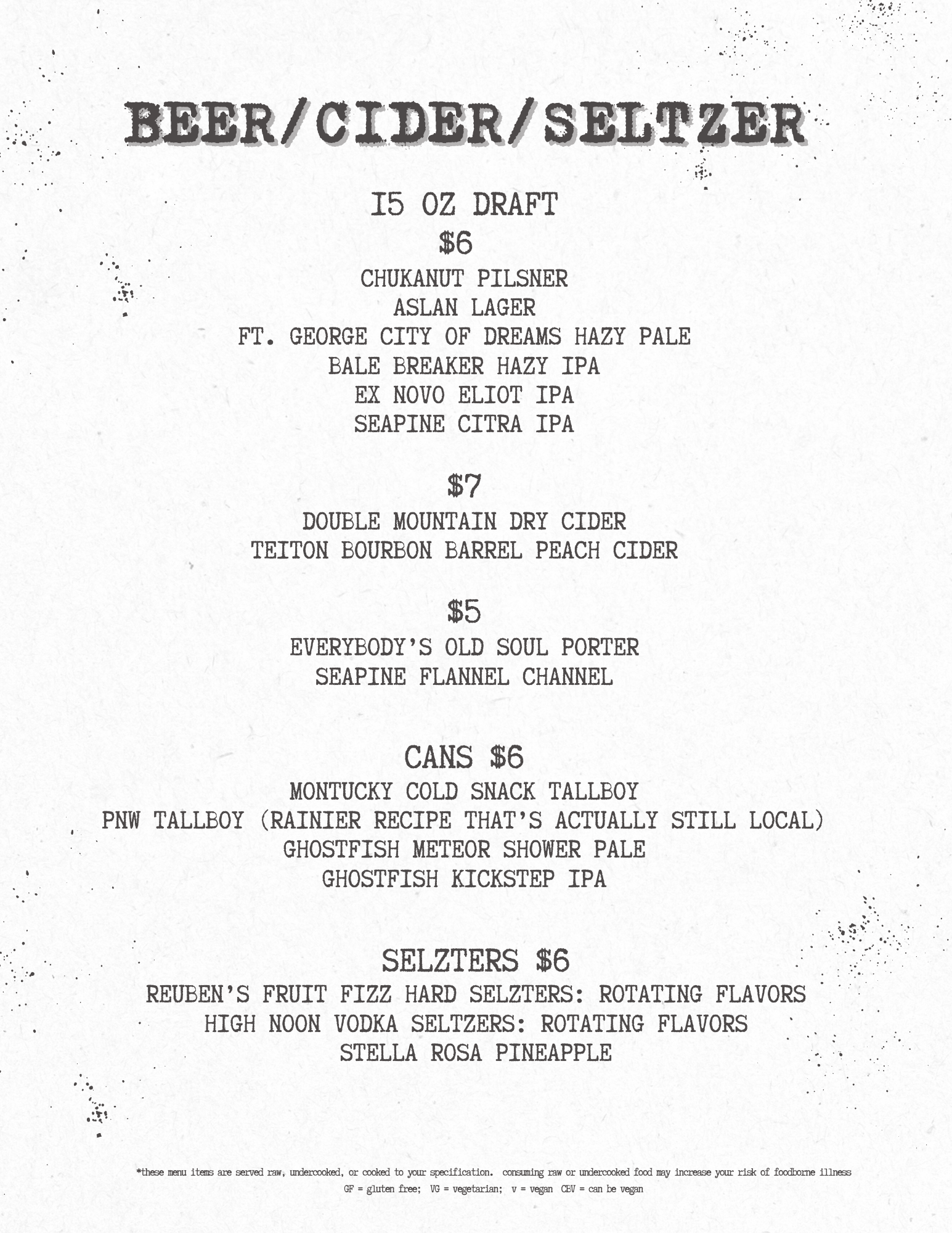 menus — manuscript & dialogue