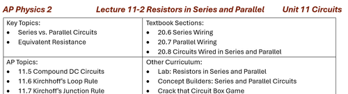 AP Physics 2- Unit 11 Electric Circuits — K Cool! Science