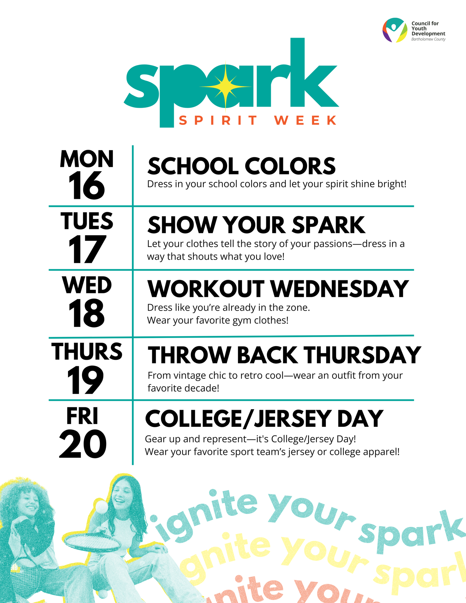Spark Spirit Week — Council for Youth Development Bartholomew County