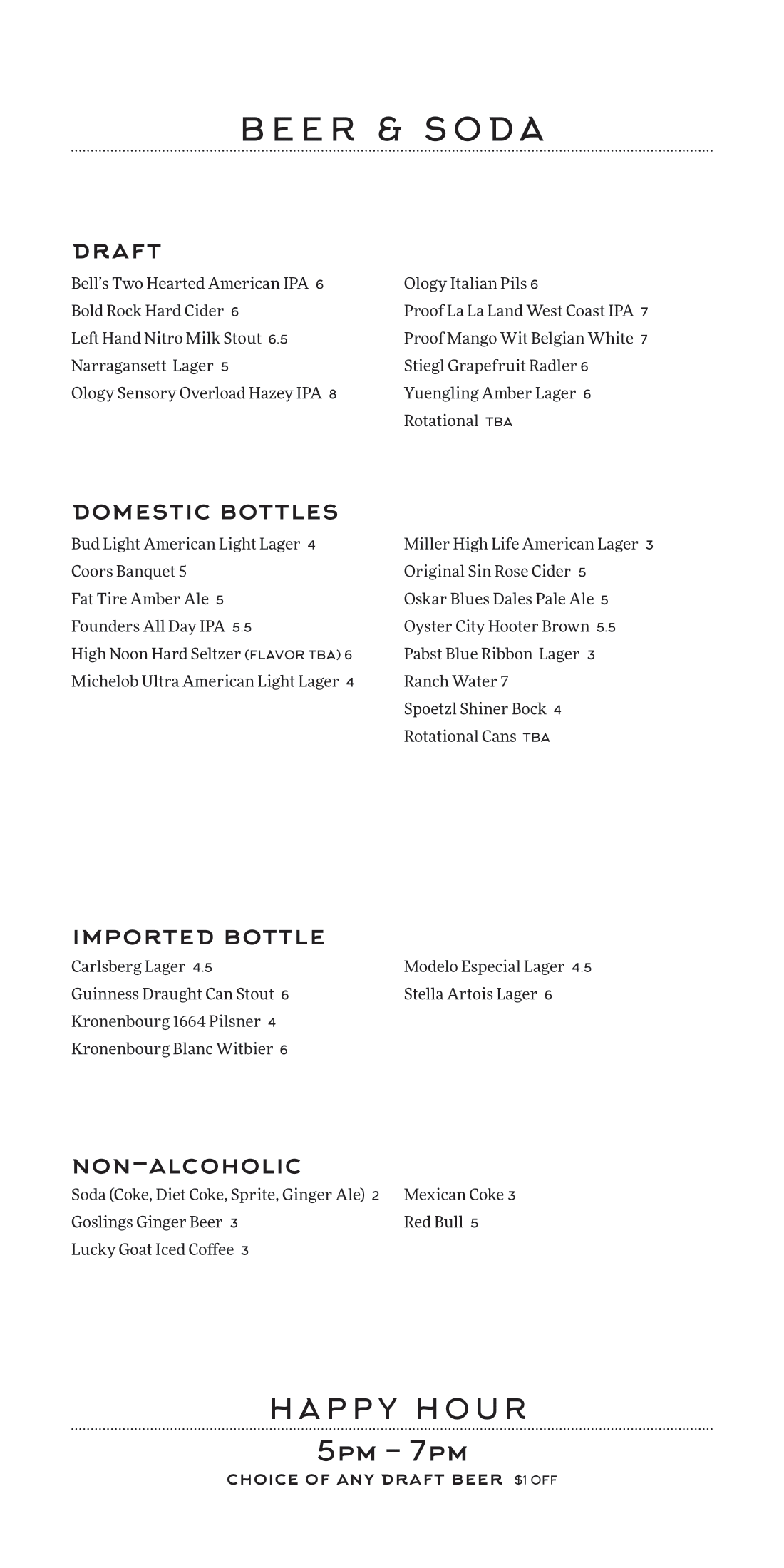 Libations & Happy Hour — Liberty Bar & Restaurant