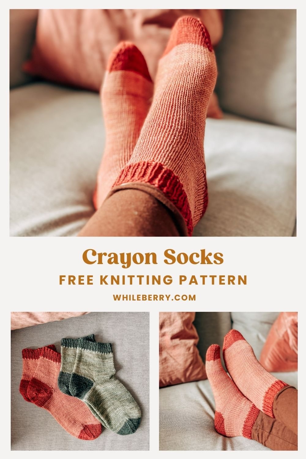 Easy Free Sock Knitting Pattern for Beginners - Crayon Socks ...