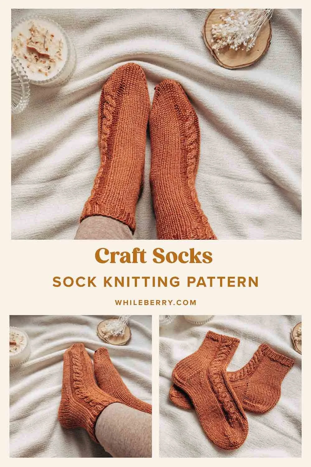 Simple Cable Socks Knitting Pattern - Craft Socks — Whileberry | Modern ...