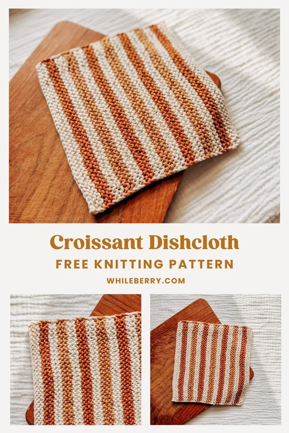 Free Easy Striped Dishcloth Knitting Pattern for Beginners - Croissant ...