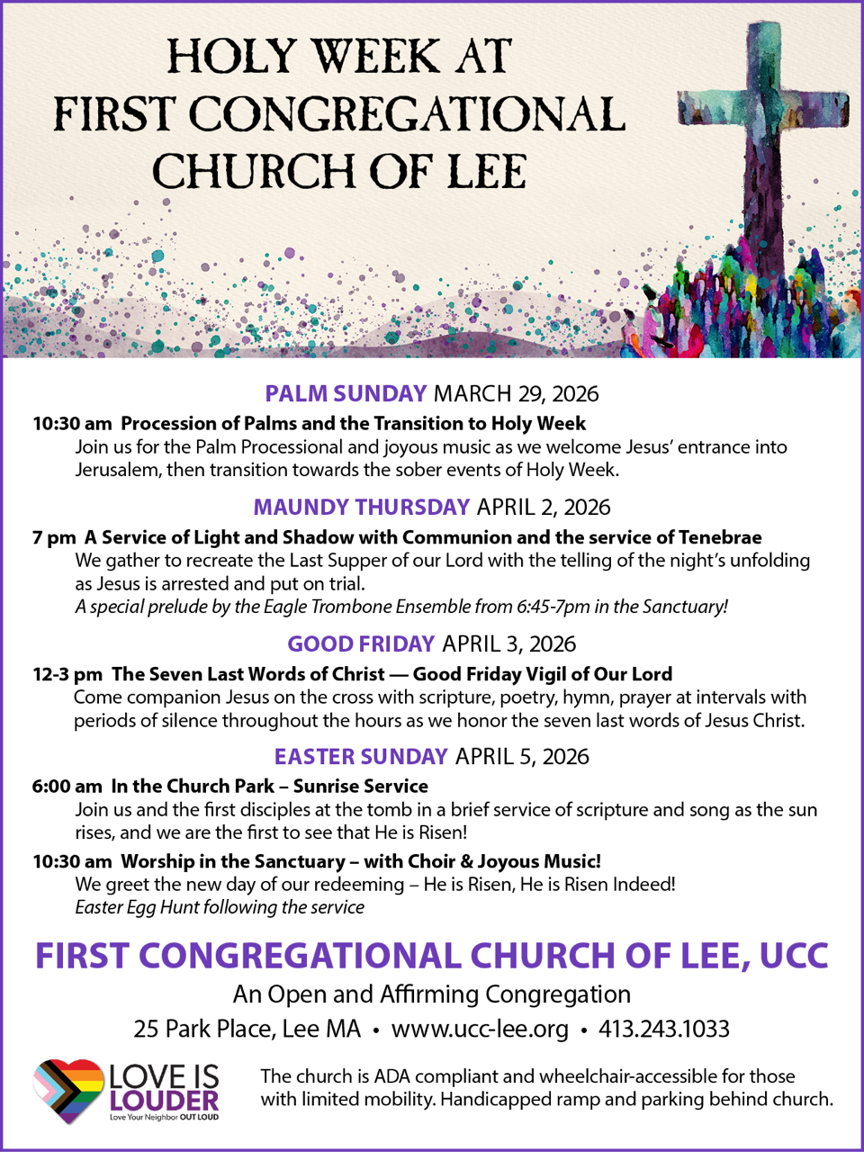 2026 Holy Week — First Congregational Church of Lee, MA