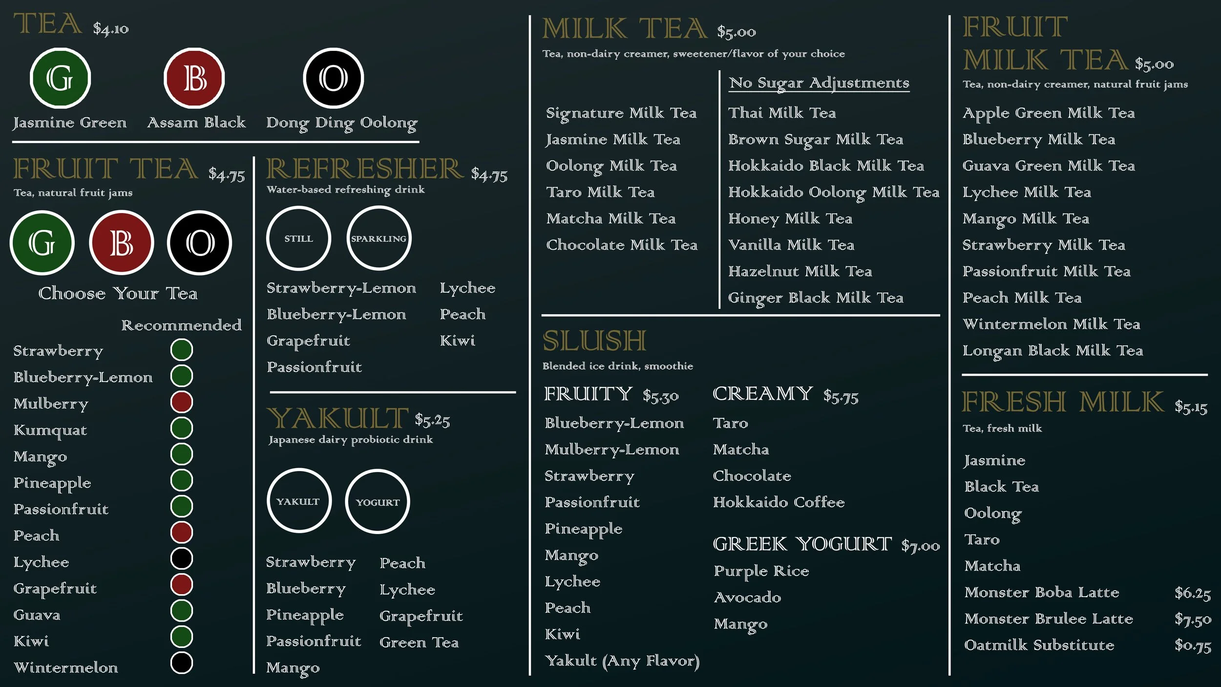 Menu — DING TEA TUCSON