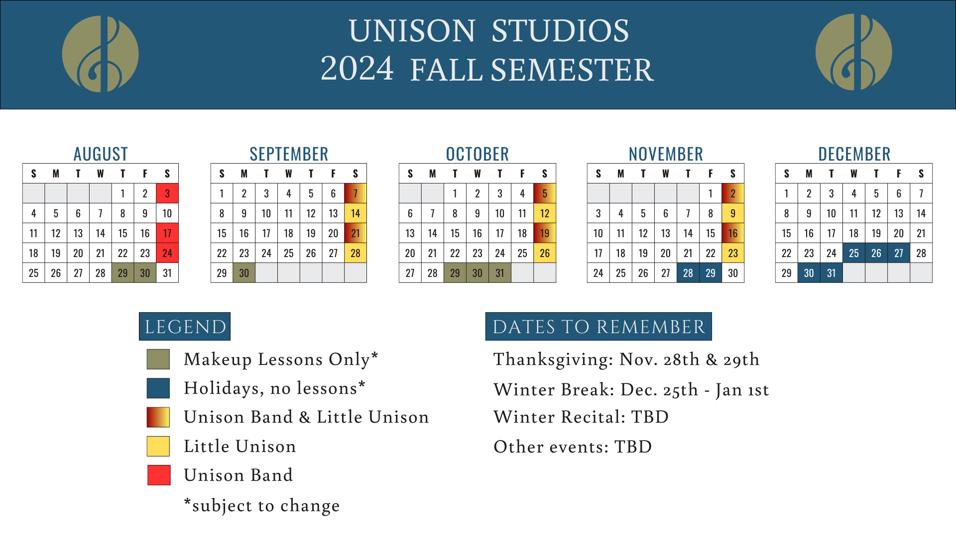 Calendar — Unison Studios