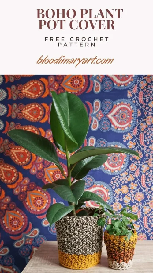 Crochet Boho Plant Pot Cover • Free Crochet Pattern | Scrap Yarn Series ...