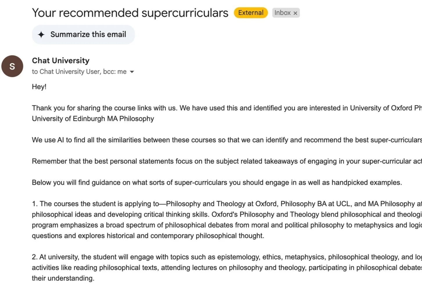 Supercurricular Guidance — Chat University
