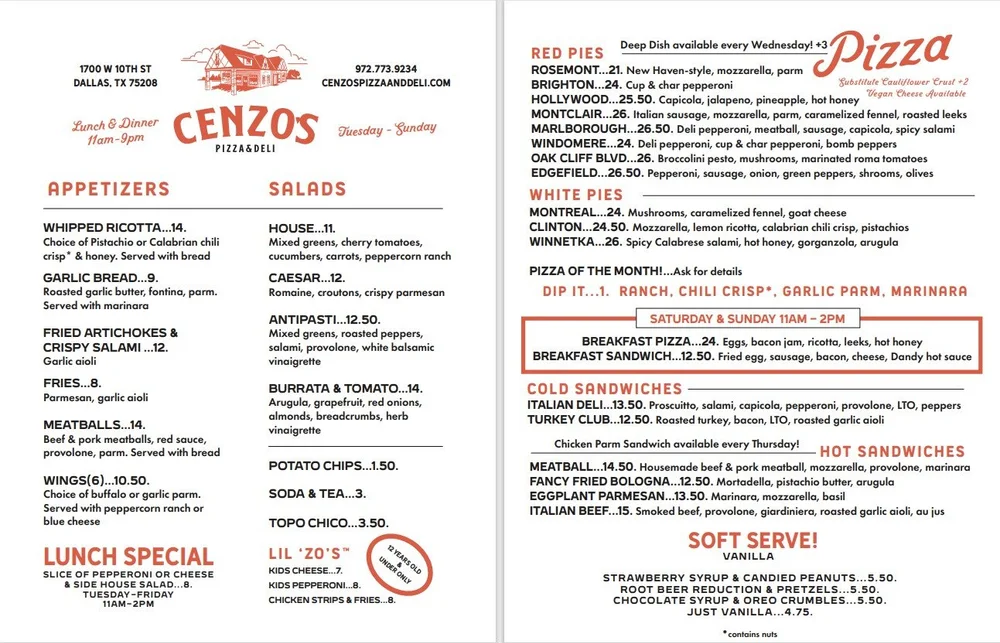 Lunch & Dinner — Cenzo's Pizza & Deli