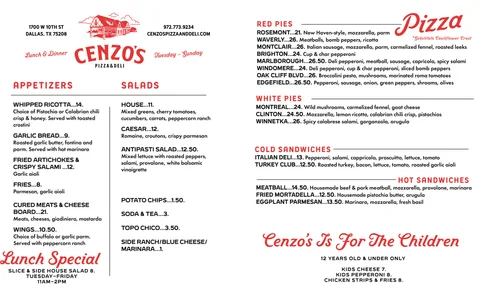 Lunch & Dinner — Cenzo's Pizza & Deli