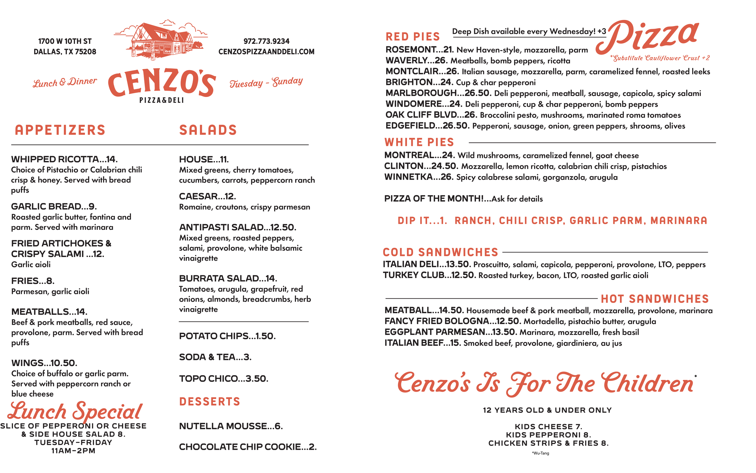 Lunch & Dinner — Cenzo's Pizza & Deli