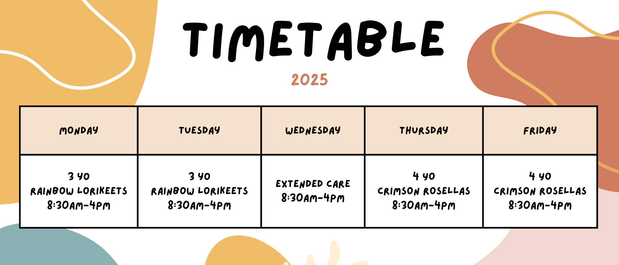 Our Timetable — Gordon Street Pre-School