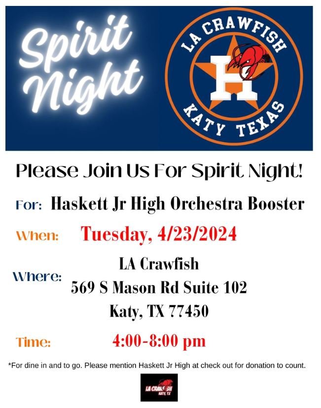 Spirit Night Fundraiser - LA Crawfish — hjhorchestra