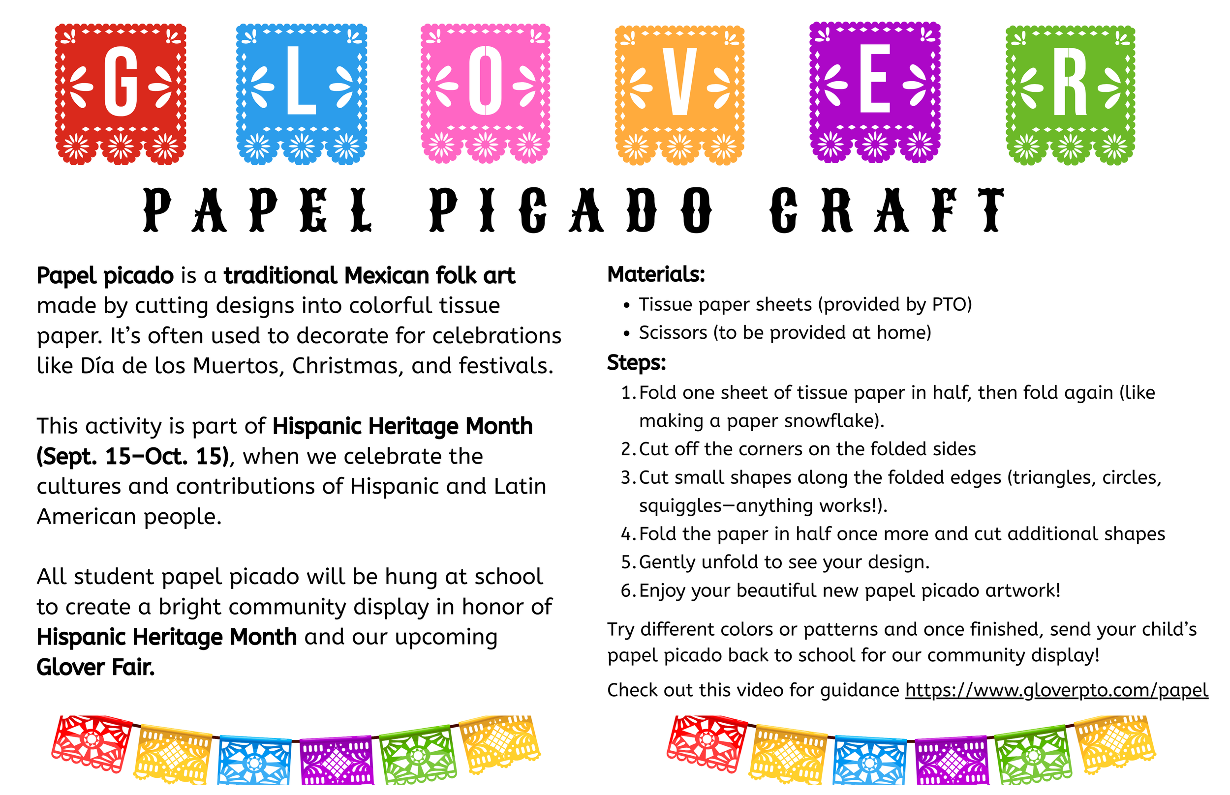 Papel Picado Craft + Hispanic Heritage Month — Glover PTO