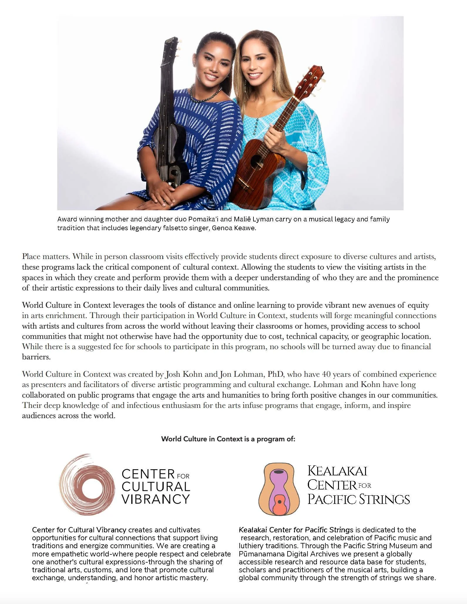 World Cultures in Context — Kealakai Center for Pacific Strings