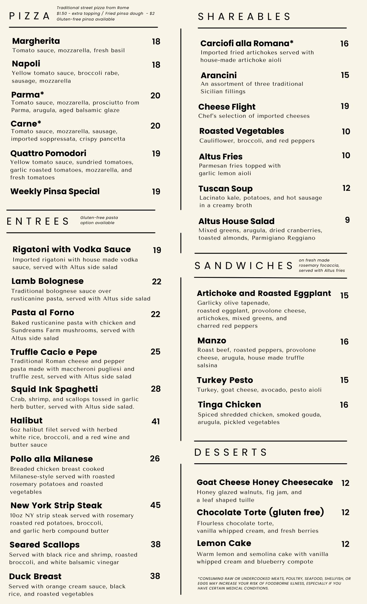 Menu 1 — ALTUS