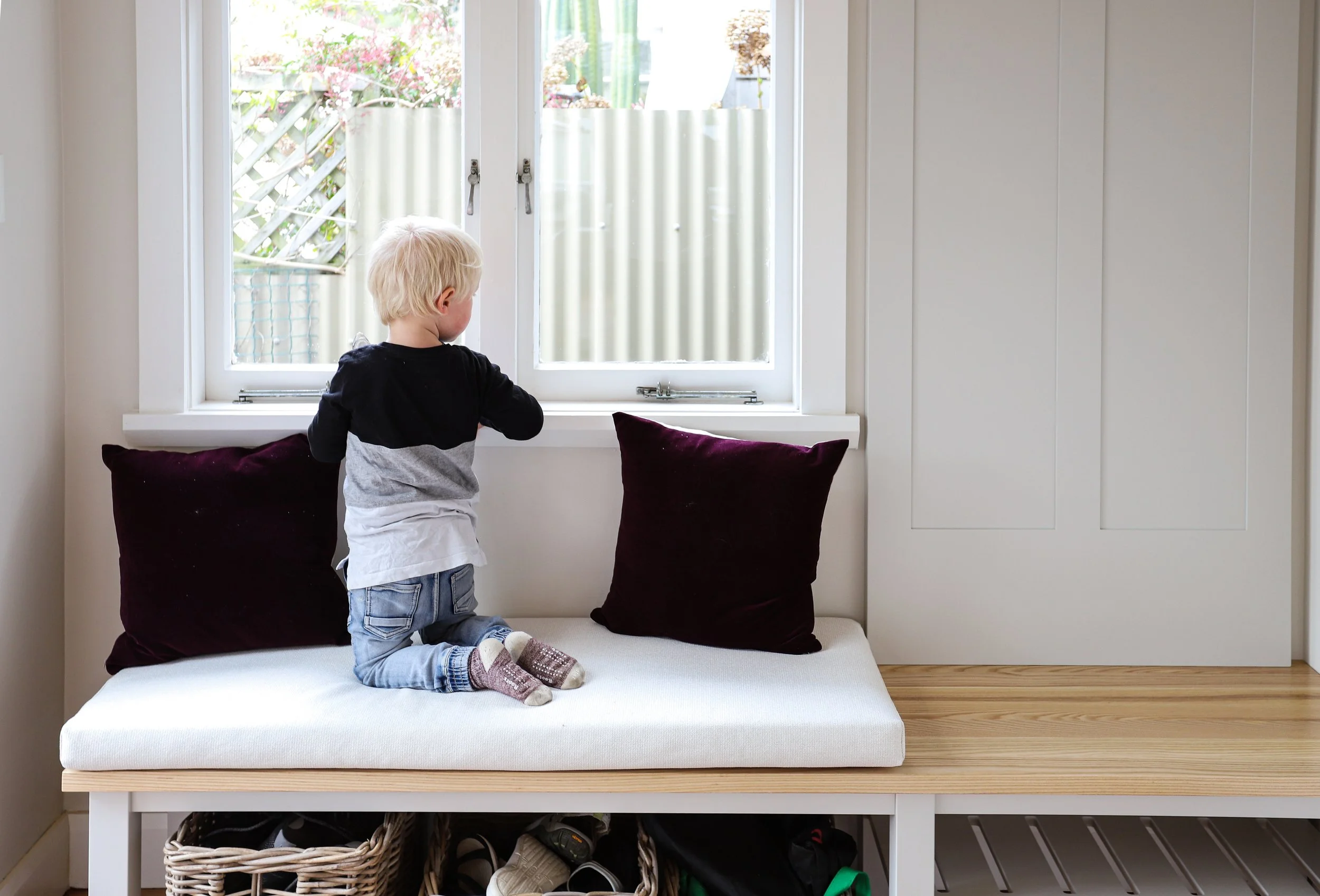 Custom Entranceway and Seating Joinery by The Custom Space