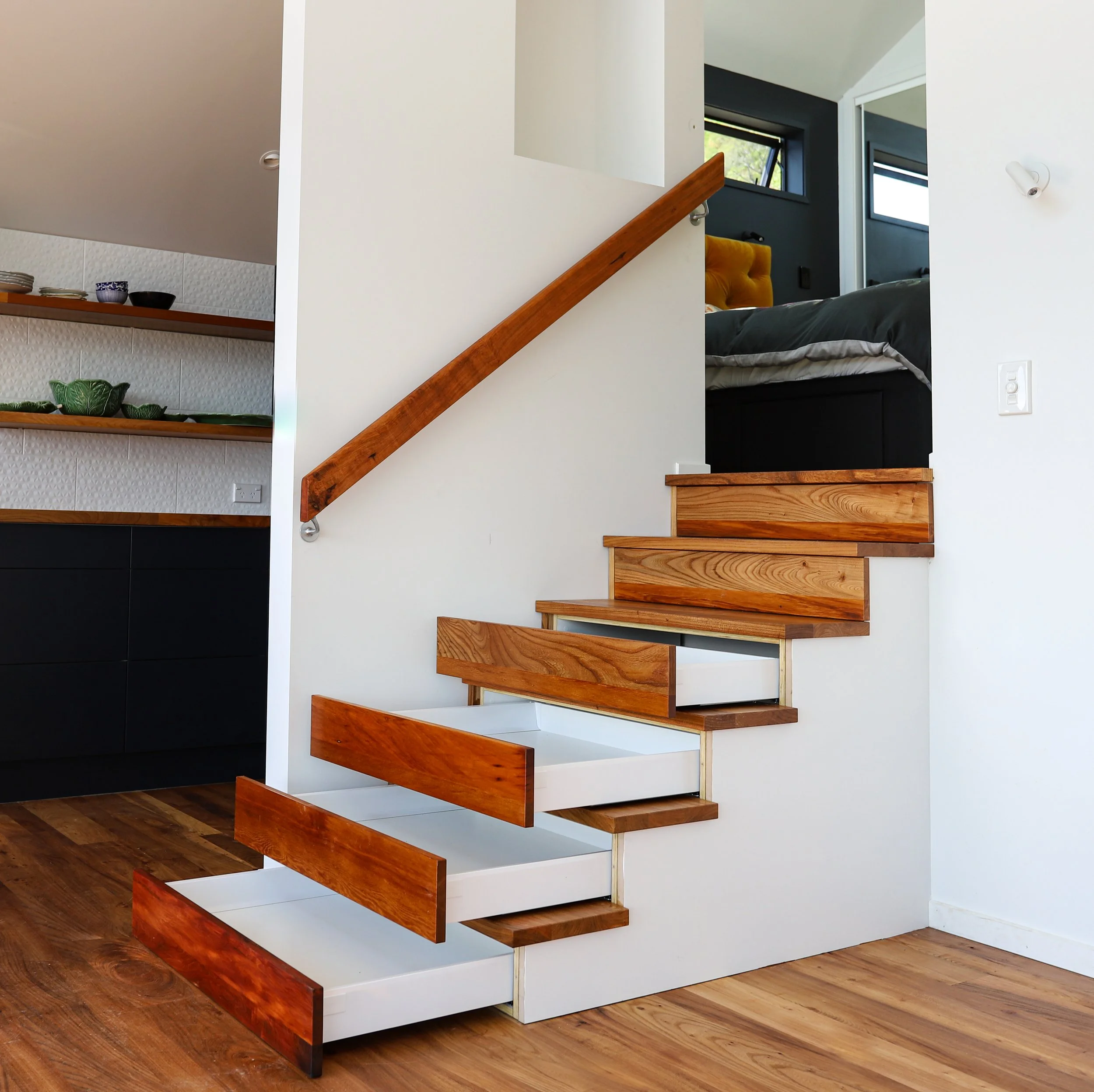 Timber Staircase with Integrated Drawers | The Custom Space