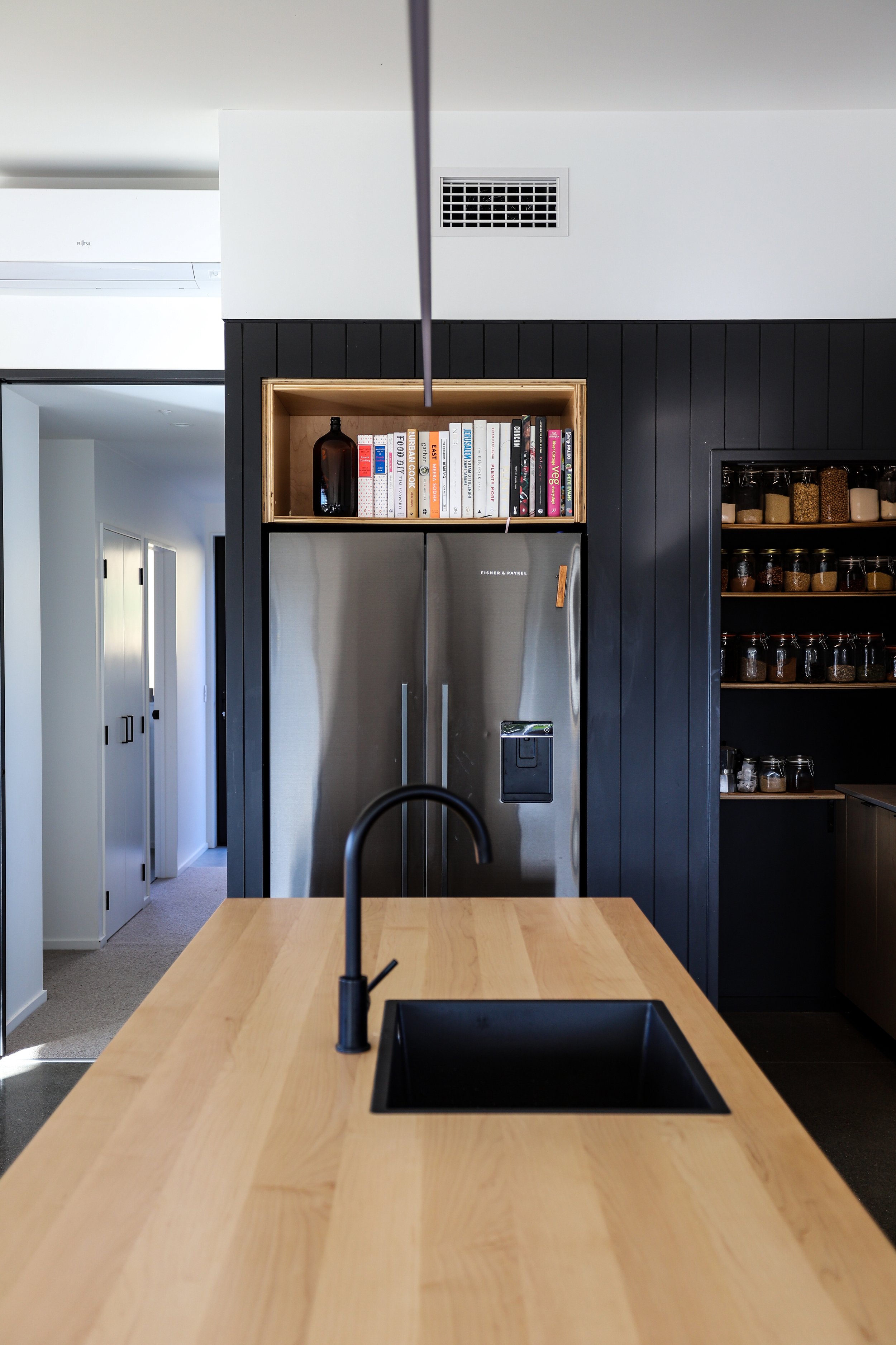 Custom Kitchen | Maple Veneer Cabinets & Timber Benchtop