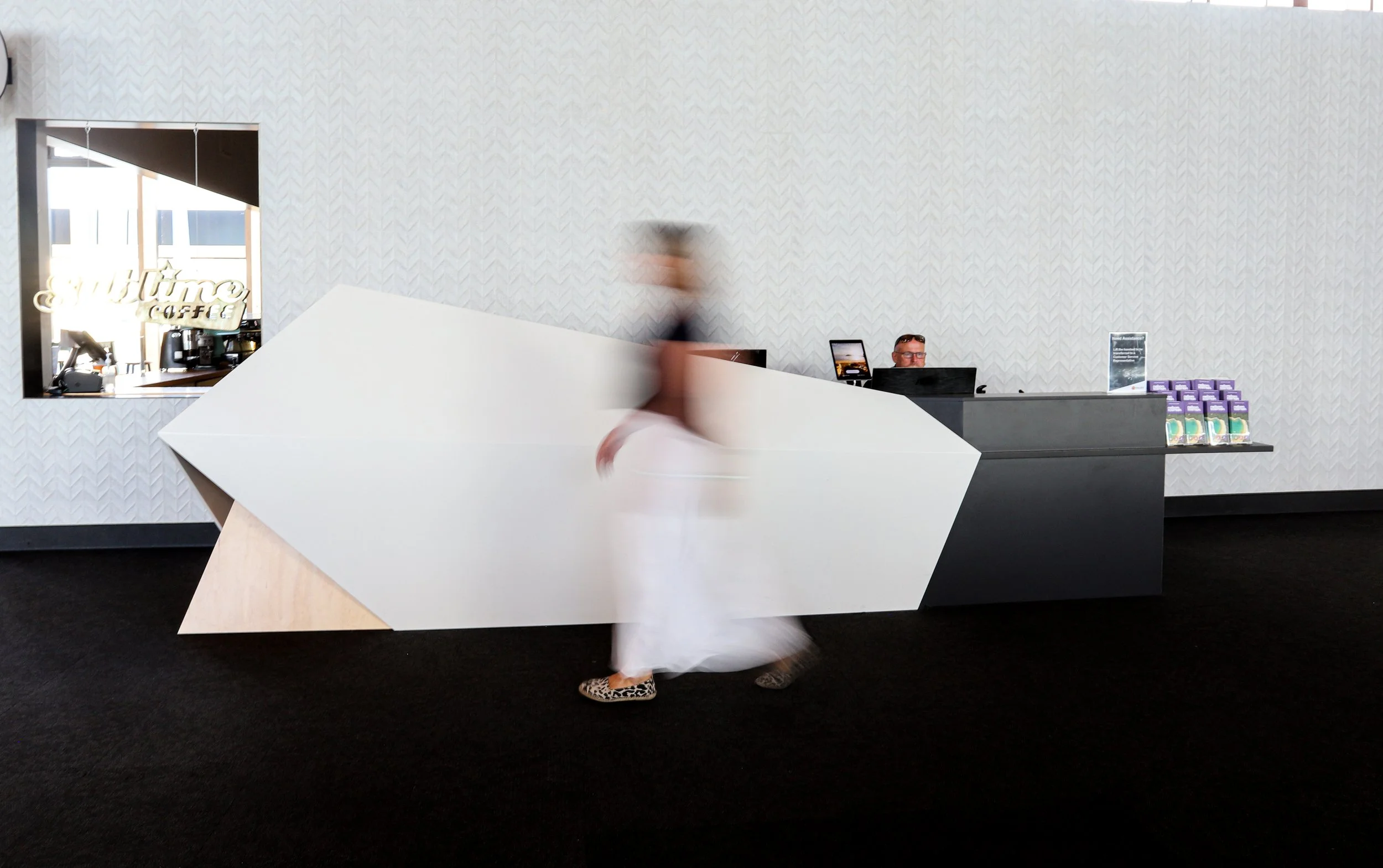 Nelson Airport custom joinery information desk by The Custom Space
