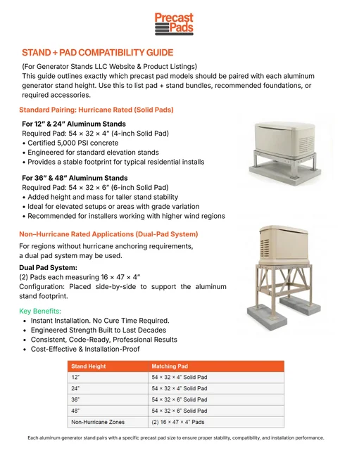 PreCast Pads — Generator Stands LLC.