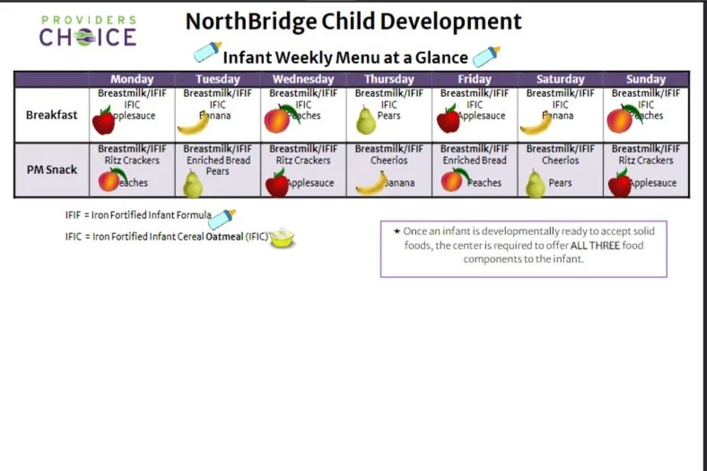 Menu — NorthBridge Child Development