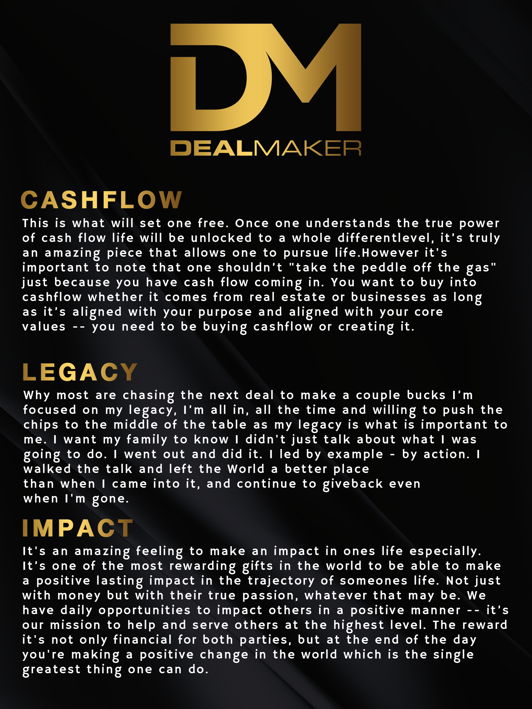 Core Values — Mark Evans DM