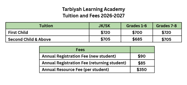 Tuition Fees — Tarbiyah Learning Academy