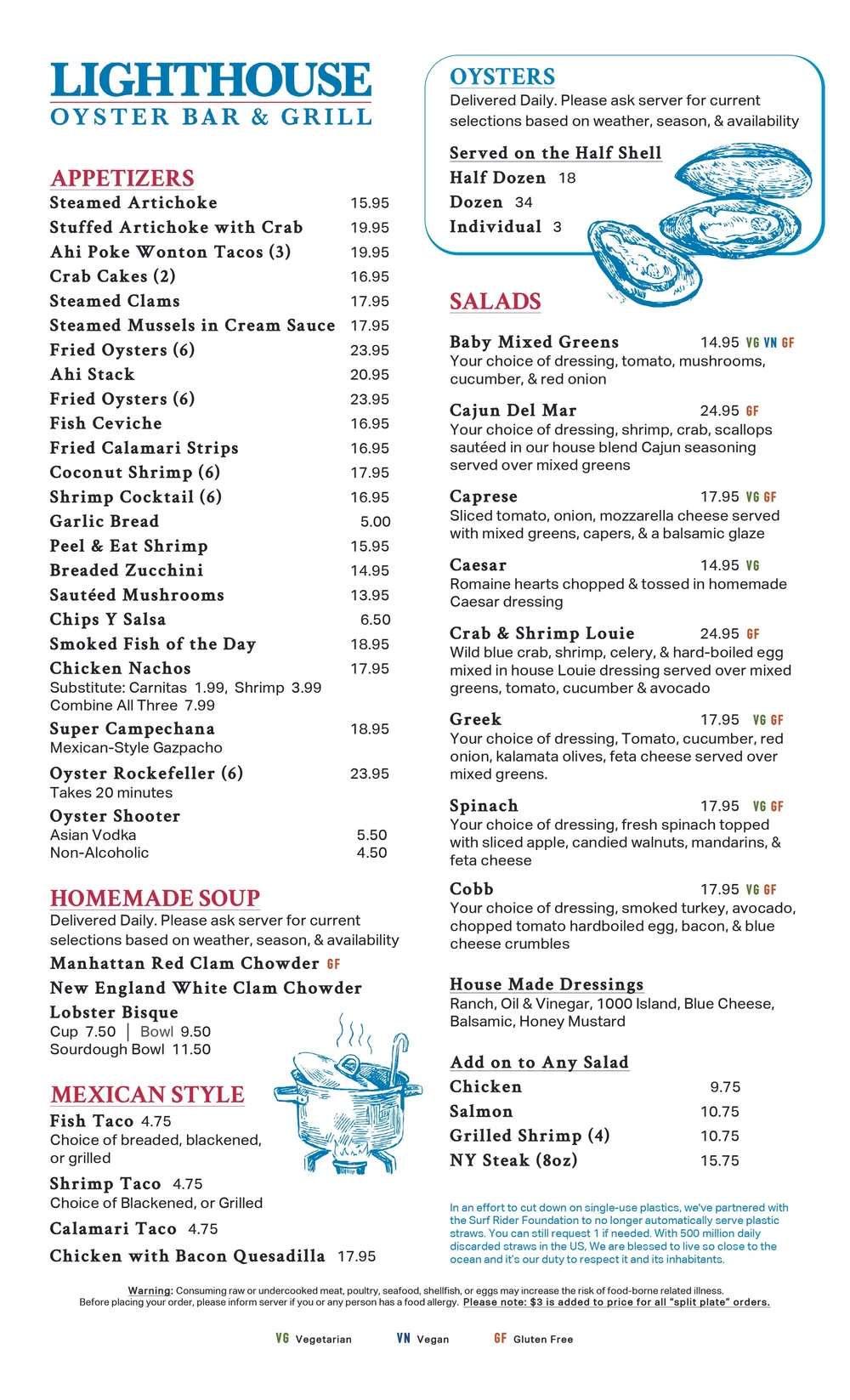 Menu — LightHouse Oyster Bar & Grill