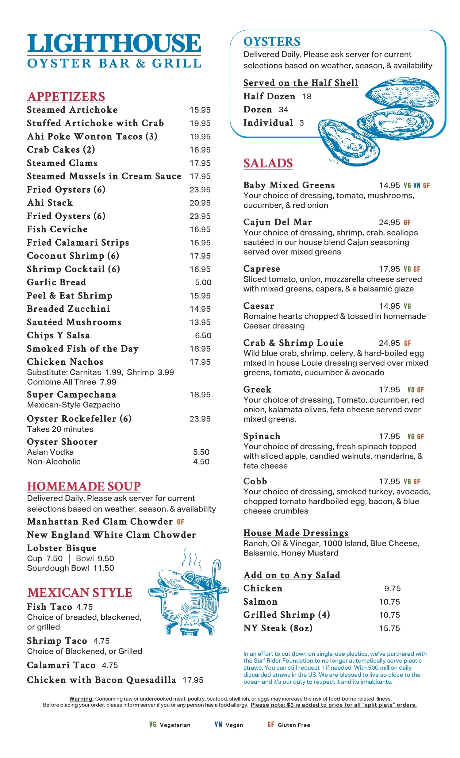 Menu — LightHouse Oyster Bar & Grill