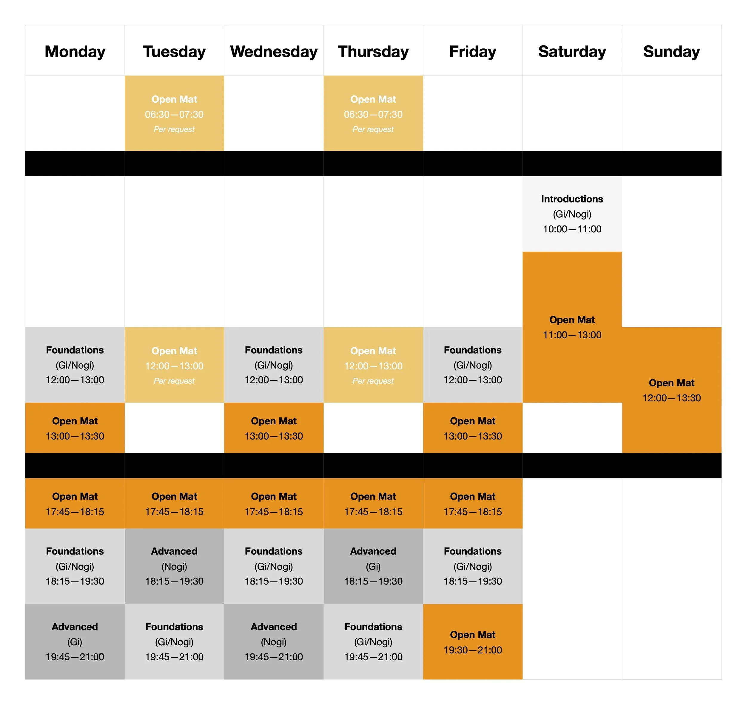 Schedule — Stark Jiu-Jitsu
