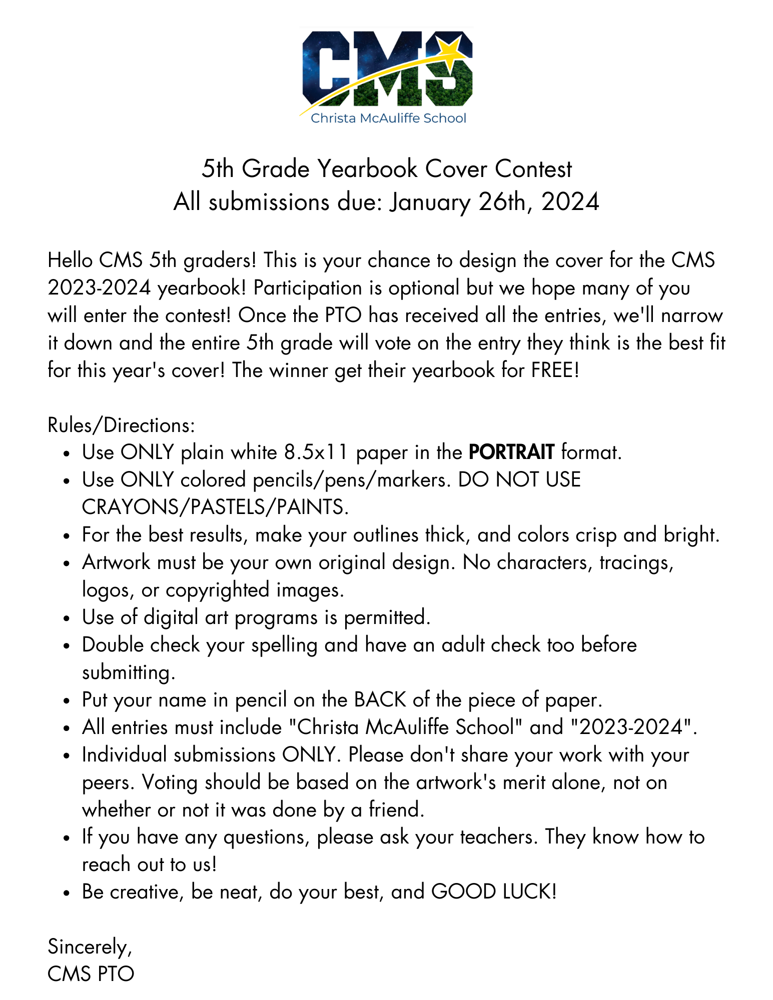 CMS Yearbook — Christa McAuliffe School PTO