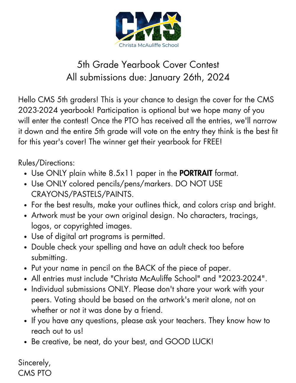 CMS Yearbook — Christa McAuliffe School PTO