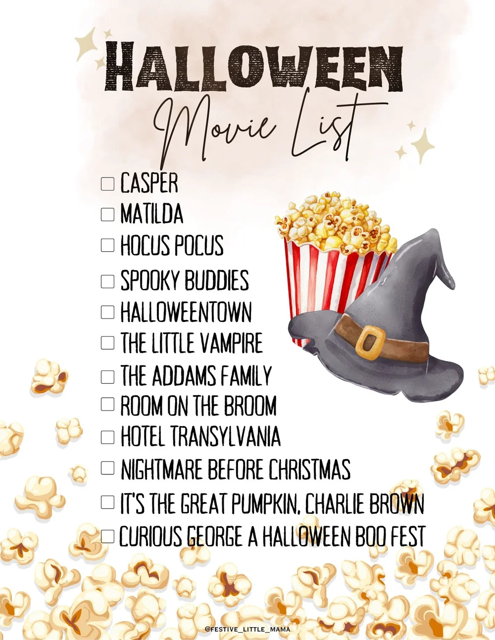 Free Halloween Movie Bucket List - Kid Friendly — Festive Little Mama ...
