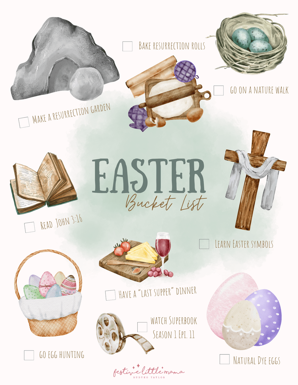 Easter Symbols & Easter Bucket List Free Printables — Festive Little ...