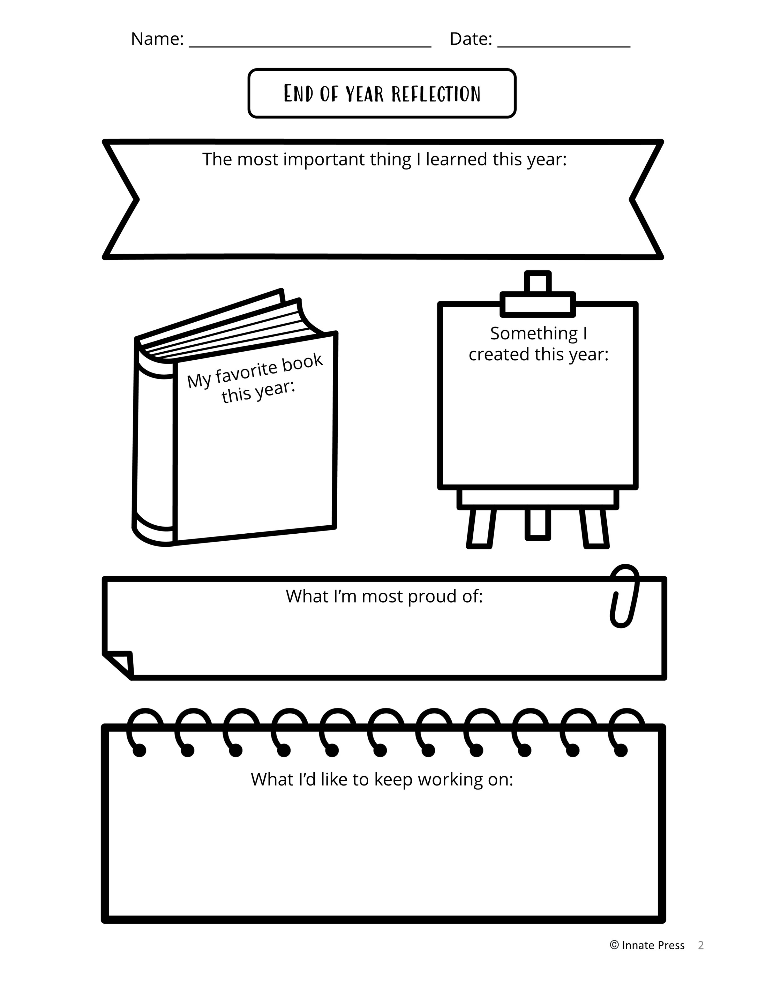 End of the Year Reflection Ideas and Free Worksheet — Innate Press®