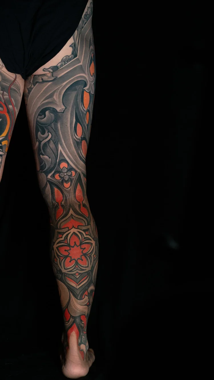 Gothic Leg Sleeve — Ink & Dagger Tattoo