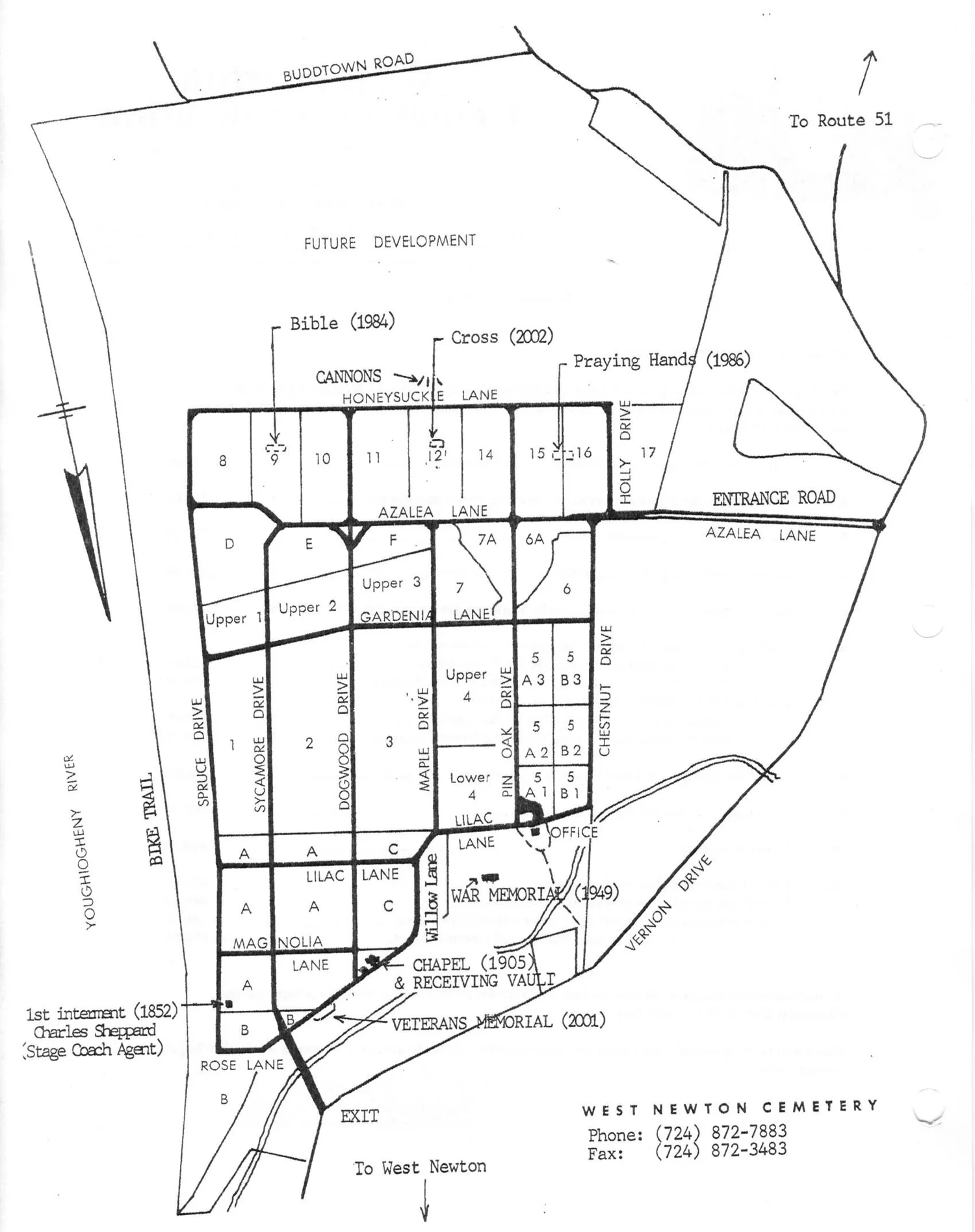 Cemetery Map — West Newton Cemetery