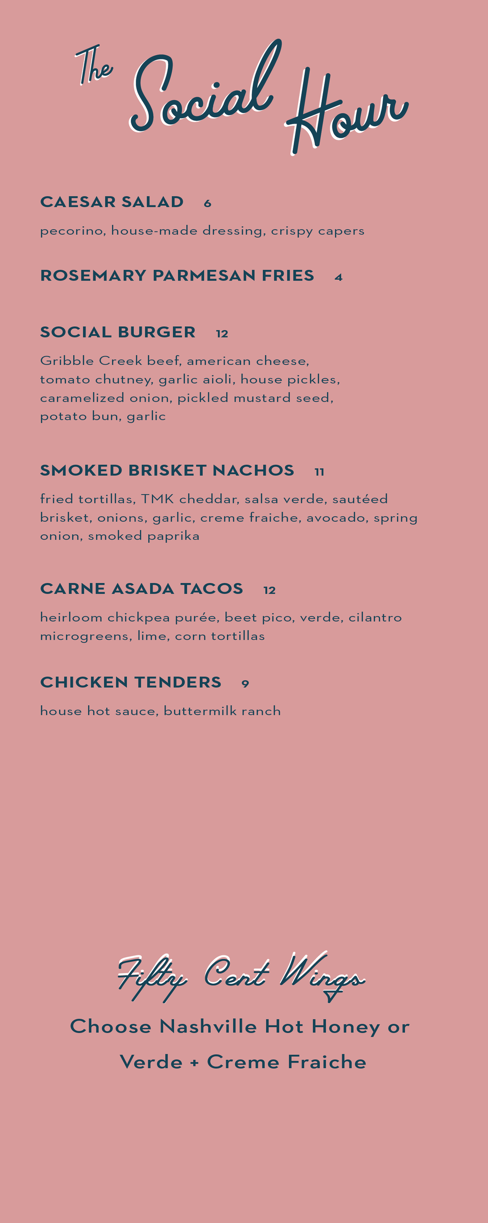 Social Hour Menu — The Hive