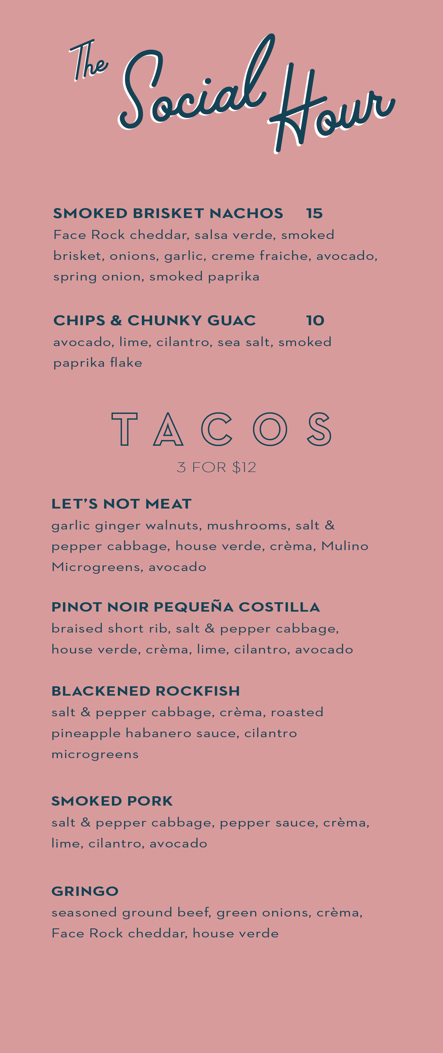 Social Hour Menu — The Hive