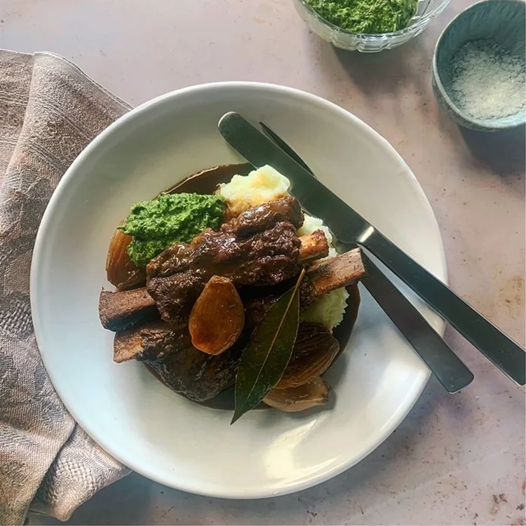 Red-wine Braised Beef with Mash and Salsa Verde — Lazy Sunday Club