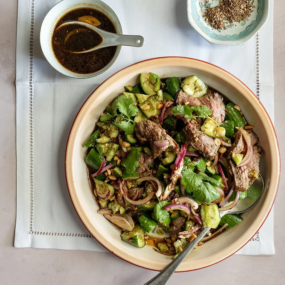 Smacked cucumber and beef salad — Lazy Sunday Club