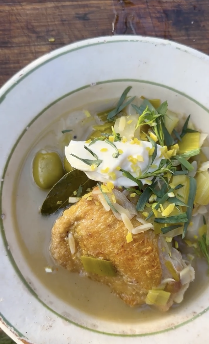 Chicken, orzo, lemon and fennel slowly cooked in broth and finished ...