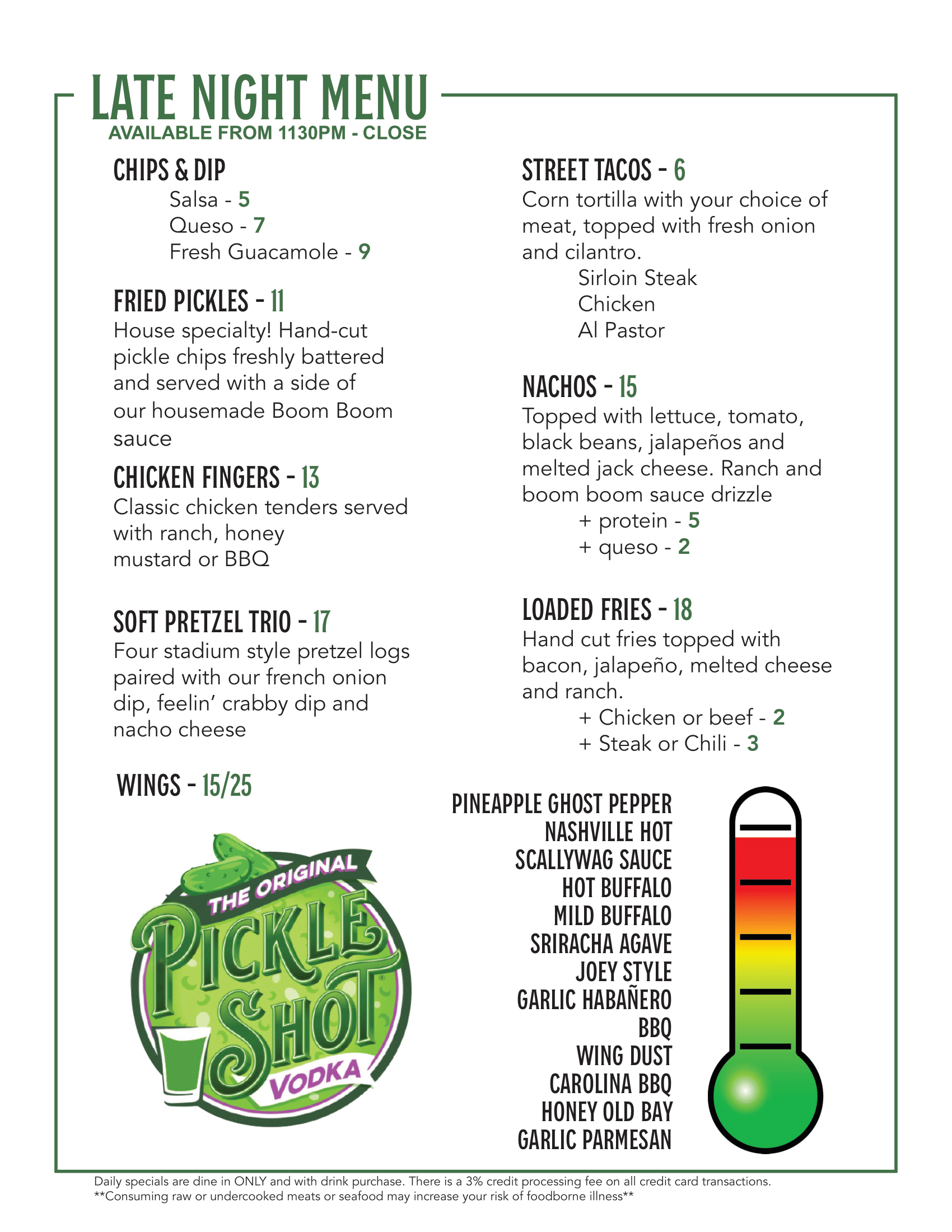 MENU — Pickles Pub's Sandbar